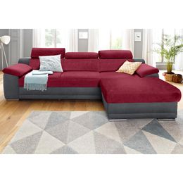 Sit & More sit&more Ecksofa &raquo;Xenia L-Form&laquo; wahlweise mit Bettfunktion rot Luxus-Microfaser ALTARA NUBUCK (100% Polyester) / Struktur (100% Polyester);Luxus-