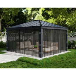 Pavillonseitenteil &raquo;Dallas Garden Gazebo Netting Set&laquo; mit Rei&szlig;verschlu&szlig; und Clips grau Polyester