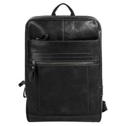 Sansibar Unisex Laptoprucksack echt Leder schwarz B/H/T: 29cm x 37cm x 7cm, onesize