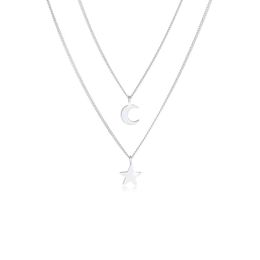 Elli Damen Gliederkette &raquo;Layer Stern Mond Astro 925 Silber&laquo; silber