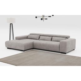 COTTA Ecksofa &raquo;Side L-Form, mit Kopfteilverstellung & 3 Nierenkissen&laquo; optional motorische Sitztiefenverstellung grau 96% POLYESTER (PES) / 4% POLYAMID