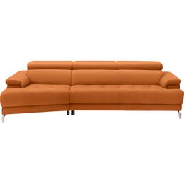 Egoitaliano Ecksofa &raquo;Soul, extravagantes Designsofa, Megasofa, super bequem, tolle Details&laquo; mit Trapez-Abschlu&szlig;element, inkl verstellbarer Kopfteile orange Leder 