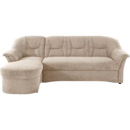 DOMO collection Ecksofa &raquo;Sarafina zeitlos und komfortabel, optional mit Federkern, L-Form&laquo; wahlweise mit Bettfunktion beige Luxus-Microfaser (92% 