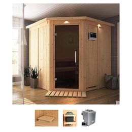 Karibu Sauna &raquo;Jarin&laquo; Set, Ofen 9 kW Bio externe Strg easy beige