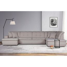 Home Affaire Wohnlandschaft &raquo;BRISBANE NEU U-Form&laquo; mit feiner Steppung, Matten-Optik, incl. Zierkissen beige 100% Polyester