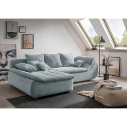 Home Affaire Ecksofa &raquo;Imola, bequem, aktuelle Steppung im Sitz, L-Form, Breite 270cm&laquo; wahlweise mit Bettfunktion blau Microfaser PRIMABELLE (100% 