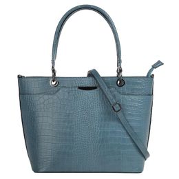 CLUTY Damen Henkeltasche echt Leder, Made in Italy blau