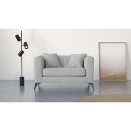 Home Affaire Loveseat &raquo;MATTHEW Loungesessel, Ma&szlig;e B/T/H: 130/86/74 cm&laquo; incl. Zierkissen, feine Steppung im R&uuml;cken, belastbar bis 200kg grau 100% 