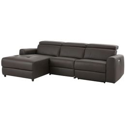 Home Affaire Ecksofa &raquo;Sentrano, L-Form,&laquo; 275 cm, man. o. elektr. Relaxfunktion und USB/Kopfverstellung braun NaturLEDER /Kunstleder (Das Leder hat 