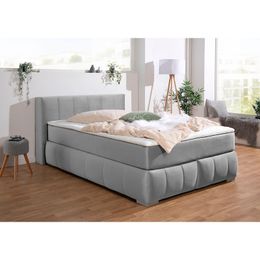 Home Affaire Boxspringbett &raquo;Chelles&laquo; inkl. Kaltschaumtopper, in 5 Breiten und 3 Matratzenarten silber Samtoptik (100% Polyester);Bezug der 
