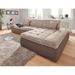 DOMO collection Ecksofa &raquo;PB Moric wahlweise mit Bettfunktion + Armteilverstellung, L-Form&laquo; im XXL-Format, B/T/H:300/172/80 cm, feine Steppung braun 