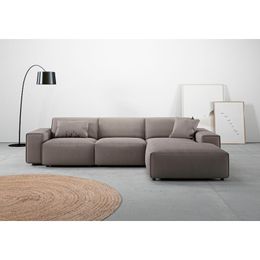 Home Affaire Ecksofa &raquo;Glimminge auch in Breitcord, Feincord, Boucl&eacute; + Easy care-Bezug&laquo; L-Form, Breite 294, Zierkissen grau