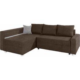 Collection AB Ecksofa &raquo;Relax L-Form&laquo; inklusive Bettfunktion, Federkern, wahlweise mit RGB-LED-Beleuchtung braun Zierkissen: 100%Polyester;Struktur (