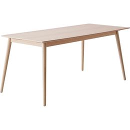 Esstisch &raquo;Meza Designtisch mit Auszugsfunktion und 2 Einlegeplatten&laquo; bootsf&ouml;rmige Tischplatte MDF, Eiche Massivholzgestell beige Tischplatte: Wei&szlig; 