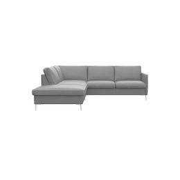 FLEXLUX Ecksofa &raquo;Fiore, L-Form&laquo; schmale Armlehnen, F&uuml;&szlig;e alufarben, B/T 234/225 cm, Kaltschaum im Sitz schwarz 100% Echteder