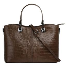 CLUTY Damen Henkeltasche echt Leder, Made in Italy braun