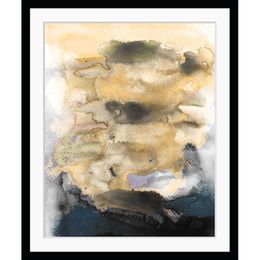 queence Bild &raquo;Aquarell Kunstwerk&laquo; Abstrakt Figuren Gem&auml;lde Kunst HD Premium Poster-Druck inkl. Holzrahmen beige Acrylglas, Holz, Papier