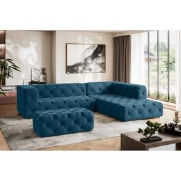 Home Affaire Ecksofa &raquo;FOLLINA&laquo; L-Form, mit klassischer Chesterfield-Knopfheftung blau 100% Polyester
