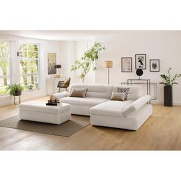 Home Affaire Ecksofa &raquo;Avesa L-Form&laquo; Wahlweise mit Armteilvertsellung und Bettfunktion, B/T/H: 300/172/80cm beige 95% Polyester, 5% Polyacryl
