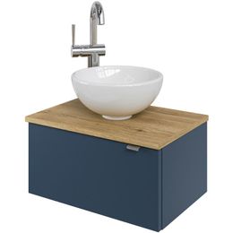Waschtisch &raquo;Serie 6915 Waschschale mit Unterschrank f&uuml;r G&auml;stebad, G&auml;ste WC&laquo; Keramik-Aufsatzbecken, Waschtischplatte, Waschtischunterschrank, 3 Stk. 