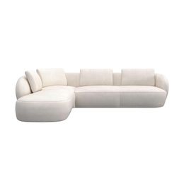 FLEXLUX Ecksofa &raquo;Torino, rund, L-Form, Sofa-Ecke mit Ottomane&laquo; Modernes, organisches Sofa-Design, Kaltschaum, Wellenunterfederung beige