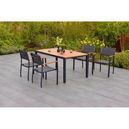 Merxx Garten-Essgruppe &raquo;Paxos&laquo; 5 Stk. tlg. grau Aluminium, Massivholz, Stoff