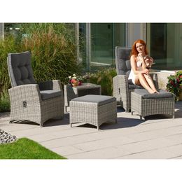 Konifera Gartenlounge-Set &raquo;Monaco&laquo; Set, 2x Sessel, 2x Hocker, 1x Tisch 49x49 cm, inkl. Auflagen, Aluminium, 11 Stk. tlg. Polyrattan, R&uuml;ckenlehnen 