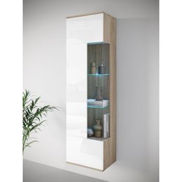 OTTO home Vitrine &raquo;Kenia, stehend und h&auml;ngend, T&uuml;ranschlag wechselbar&laquo; 1 Stk. tlg. Vitrineschrank mit Glast&uuml;ren 160 cm H&ouml;he wei&szlig; FSC -zertifizierter 