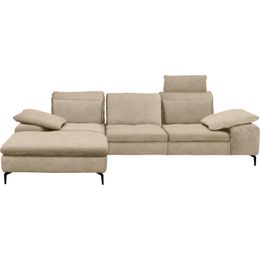 W.Schillig Ecksofa &raquo;valentinoo, Designsofa, bequem, elegant und zeitlos, L-Form&laquo; inklusive Hocker, mit Sitztiefenverstellung, Breite 299 cm beige 