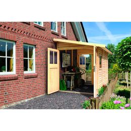 Karibu Gartenhaus &raquo;Wurmberg 3&laquo; terragrau oder naturbelassen beige Holzwerkstoff