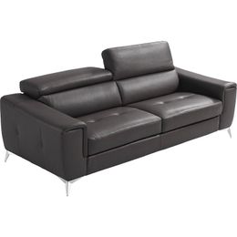 Egoitaliano 2,5-Sitzer &raquo;Francine, Designsofa, Loungesofa, Breite 213 cm, Fu&szlig;farbe chrom&laquo; Designfu&szlig;, Leder BULL, schwarz schwarz Leder &raquo;BULL&laquo; (echtes Rindsleder). 