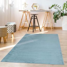 Carpet City Hochflor-Teppich &raquo;TOPIA 400&laquo; rechteckig 21 mm H&ouml;he Kunstfell-Teppich mit Kaninchenfell-Optik, Haptik, Schlafzimmer blau Polyester