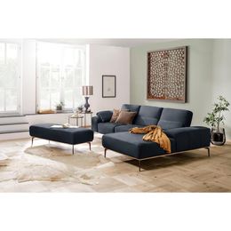 W.Schillig Ecksofa &raquo;run, Designsofa mit tollem Sitzkomfort, L-Form&laquo; mit Holzsockel, F&uuml;&szlig;e in Bronze pulverbeschichtet, Breite 299 cm blau Longlife Xtra
