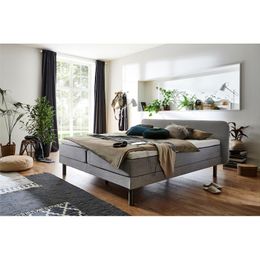 ATLANTIC HOME COLLECTION Boxspringbett &raquo;Carola&laquo; mit 7-Zonen-Taschen-Federkernmatratze und Komfortschaum-Topper grau Bezug Bett: Feinstruktur (100% 