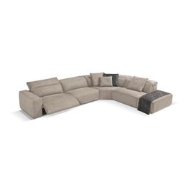 Egoitaliano Ecksofa &raquo;Beverly, extravangantes Designsofa mit erstklassigem Sitzkomfort&laquo; wahlweise mit elektrischer Relaxfunktion, Kopfteilverstellung grau Luxus-