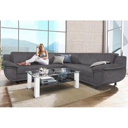 Trendmanufaktur Ecksofa &raquo;Rondo wahlweise mit Schlaffunktion, 267x247 cm (BxT), breite Armlehnen&laquo; L-Form, wahlweise mit Federkern bestellbar, F&uuml;&szlig;e 