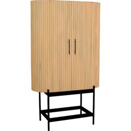 Sit Mehrzweckschrank 1 Stk. tlg. Lamellen-Design im Retro Stil beige Massivholz, Metall