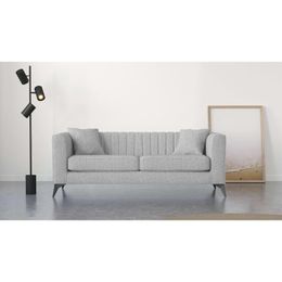 Home Affaire 3-Sitzer &raquo;MATTHEW elegantes Designsofa, Ma&szlig;e B/T/H: 201/86/74 cm&laquo; feine Steppung im R&uuml;ckenbereich, lose Sitzkissen, incl. Zierkissen grau