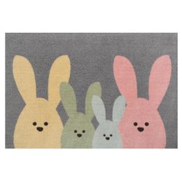Hanse Home Fu&szlig;matte &raquo;Bunny Family, T&uuml;rmatte&laquo; rechteckig 7 mm H&ouml;he Schmutzfangmatte, In-& Outdoor, Rutschfest, Waschbar, T&uuml;rmatte, Ostern bunt Polyamid