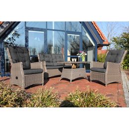 Destiny Gartenlounge-Set &raquo;Casa Relax&laquo; Set, 11 Stk. tlg. bestehend aus 2x Sessel, 1x 2er Sofa, 1x Tisch, inkl. Auflagen grau Aluminium, Glas, Polyrattan
