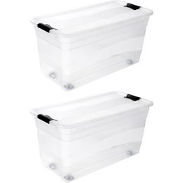 keeeper Aufbewahrungsbox &raquo;Konrad, Box mit Rollen, 2er Set, 83 L, 79,5 x 39,5 x 41 cm&laquo; durch Clips verschlie&szlig;bar, Griffe und Rollen am Boden Kunststoff