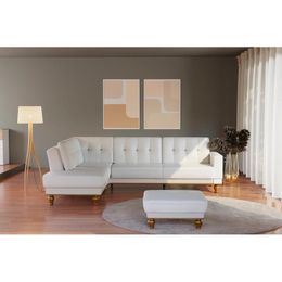 Sit & More sit&more Ecksofa &raquo;Orient 5 L-Form&laquo; mit Strass-Stein, wahlweise mit Bettfunktion und Bettkasten wei&szlig; 100% Polyuretan