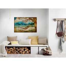 A.S. Cr&eacute;ation Leinwandbild &raquo;tahiti&laquo; Kunst Meer Strand 1 Stk. tlg. Keilrahmen Bild Insel Leinwand-Bild Wohnzimmer modern Wandbild Kinder blau Holz, Stahl