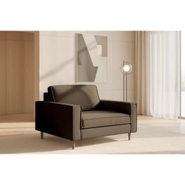 Home Affaire Loveseat &raquo;Pinto Skandi 105 cm, Chenille, Struktur&laquo; mit Keder, Massivholzf&uuml;&szlig;e Eiche ger&auml;uchert 100% Polyester