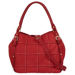 Samantha Look Damen Shopper echt Leder, Made in Italy rot