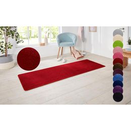Hanse Home Teppich &raquo;Shashi&laquo; rechteckig 8,5 mm H&ouml;he Kurzflor, Unifarben, L&auml;ufer, weich, Esszimmer, Kinderzimmer, Flur rot Kunstfaser