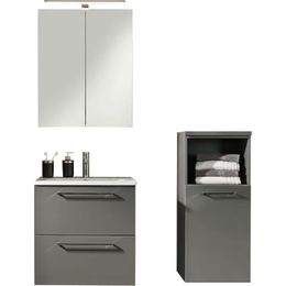 Nolte SPA Badm&ouml;bel-Set &raquo;Lux - Badm&ouml;bel-Set&laquo; Komplett-Set, Spiegelschrank, Keramikbecken, Waschtisch 2 Ausz&uuml;ge, LED, erw., li/re, 3 Stk. tlg. MDF
