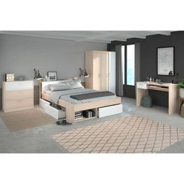 Parisot Jugendzimmer-Set &raquo;Most&laquo; Set, Bett mit Schubk&auml;sten, Kleiderschrank, Schreibtisch, Schubkastenkommode, 4 Stk. tlg. wei&szlig;