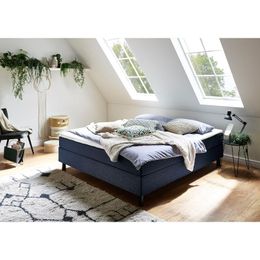 ATLANTIC HOME COLLECTION Boxbett &raquo;Happy&laquo; ohne Kopfteil, mit Topper, wahlweise mit oder ohne Bettwaren blau Bettgestell und seitliche Einfassung der 