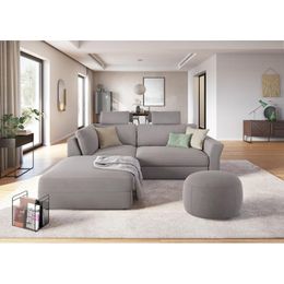 Sit & More sit&more Ecksofa &raquo;Cadabra L-Form&laquo; Breite 243 cm, inklusive Sitztiefenverstellung beige Samtoptik (100% Polyester);Soft clean (98% Polyester, 2% 